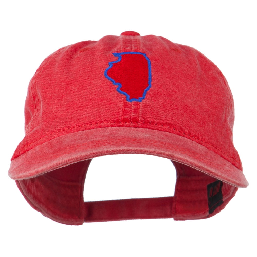 Illinois State Map Embroidered Washed Cotton Cap - Red OSFM - Walmart.com