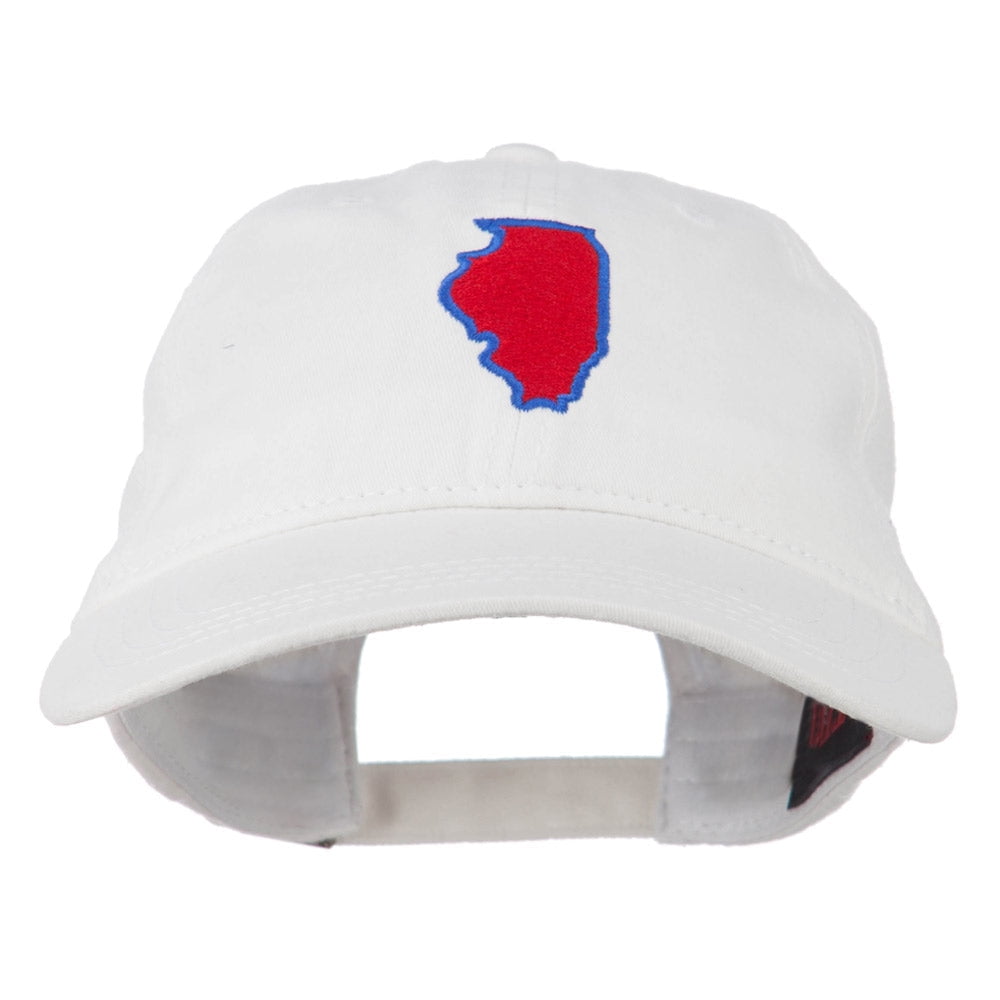 Illinois State Map Embroidered Washed Cotton Cap - White OSFM - Walmart.com