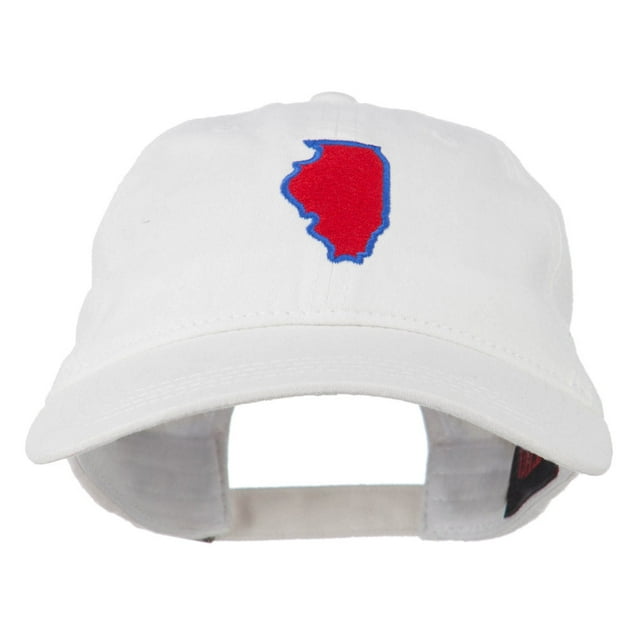Illinois State Map Embroidered Washed Cotton Cap - White OSFM - Walmart.com