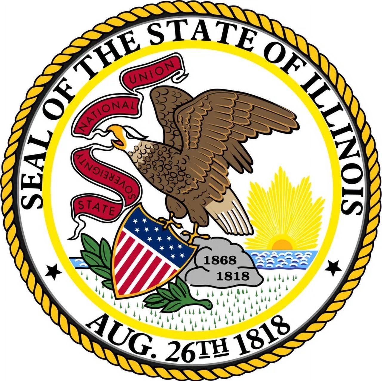 Illinois State Seal Sticker Phone Decal Water Bottle Stickers Car ...