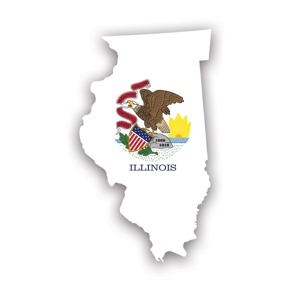 Illinois State Shaped Flag Sticker Decal - Self Adhesive Vinyl ...