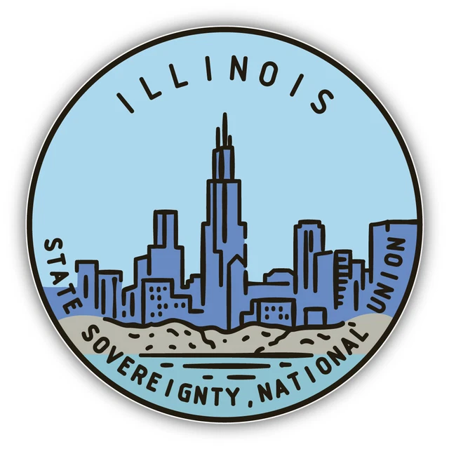 Illinois Usa State Retro Vintage Sticker Phone Decal Water Bottle ...
