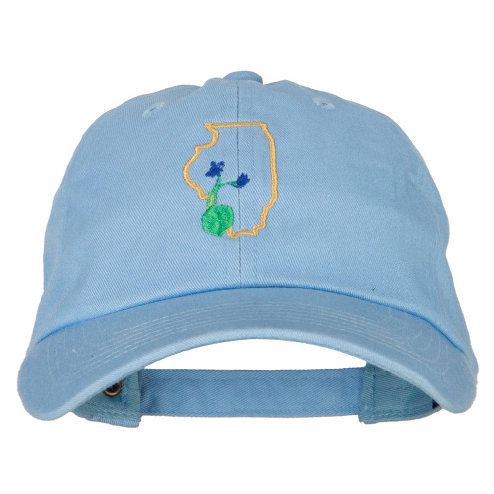 Illinois Violet with Map Embroidered Unstructured Washed Cap - Blue ...