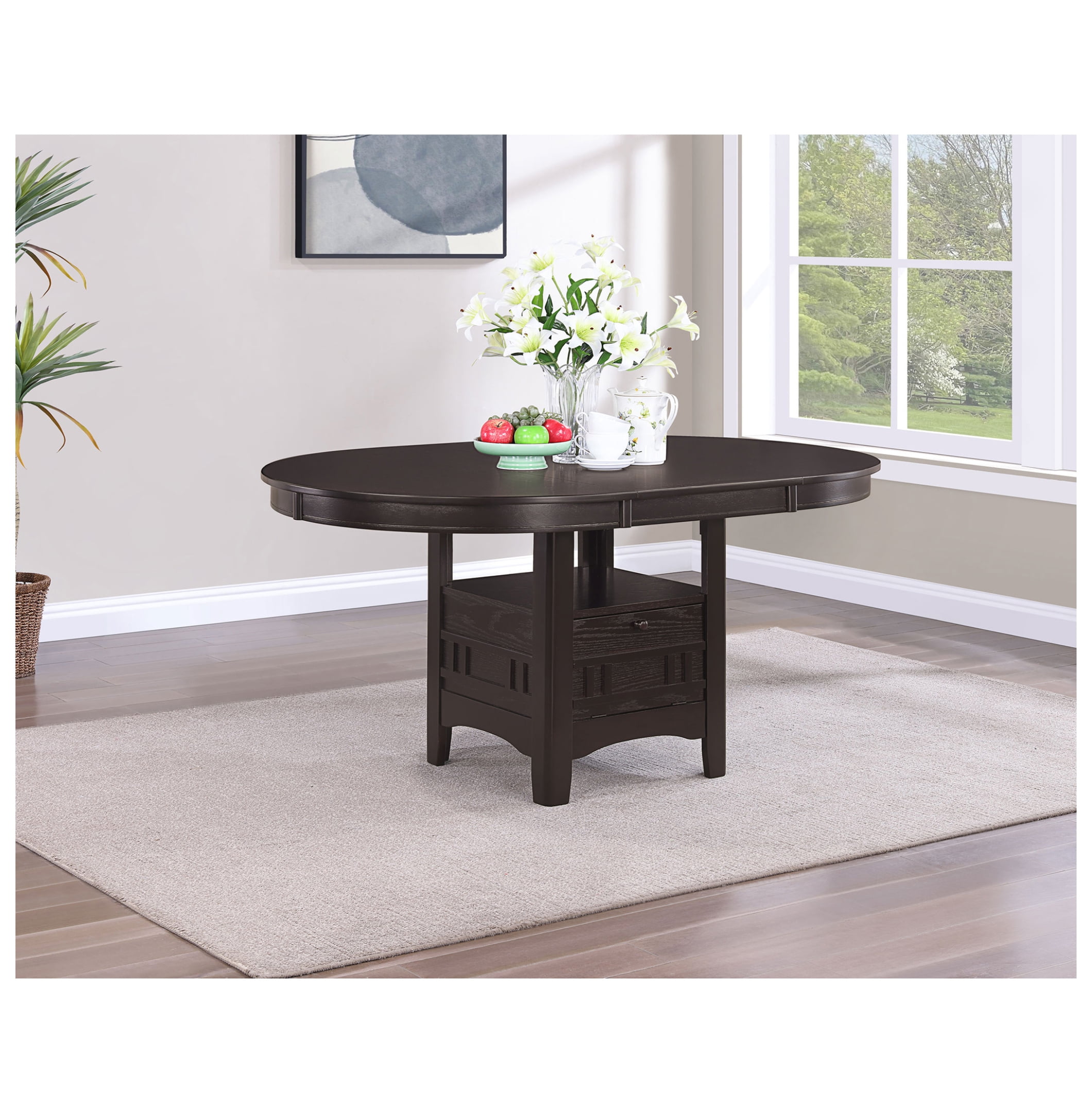 Illkirch Espresso Oval Extension Leaf Dining Table - Walmart.com