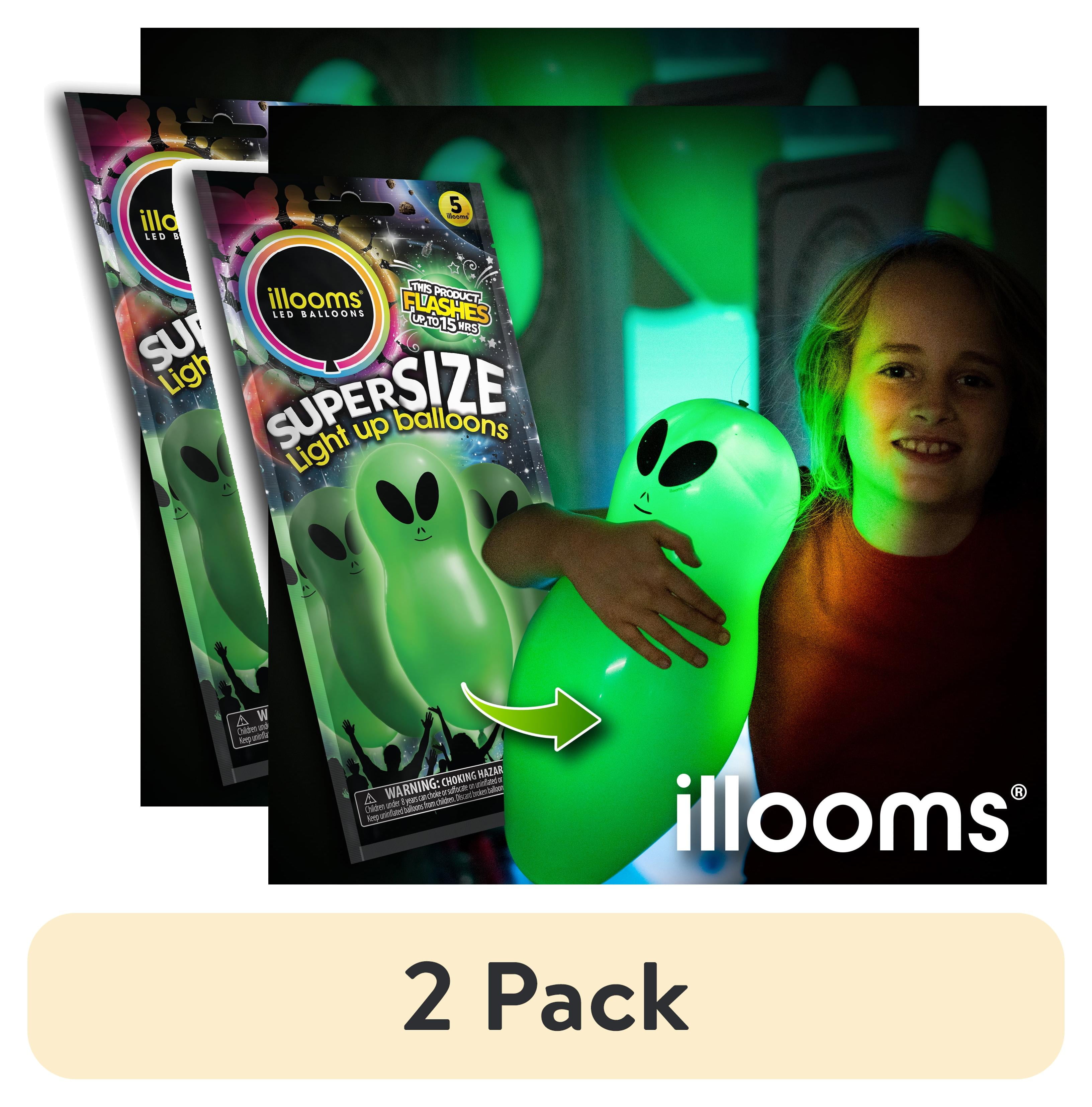 (2 pack) illooms Super Size Aliens Light-Up Balloons, 5 Count – Glow ...