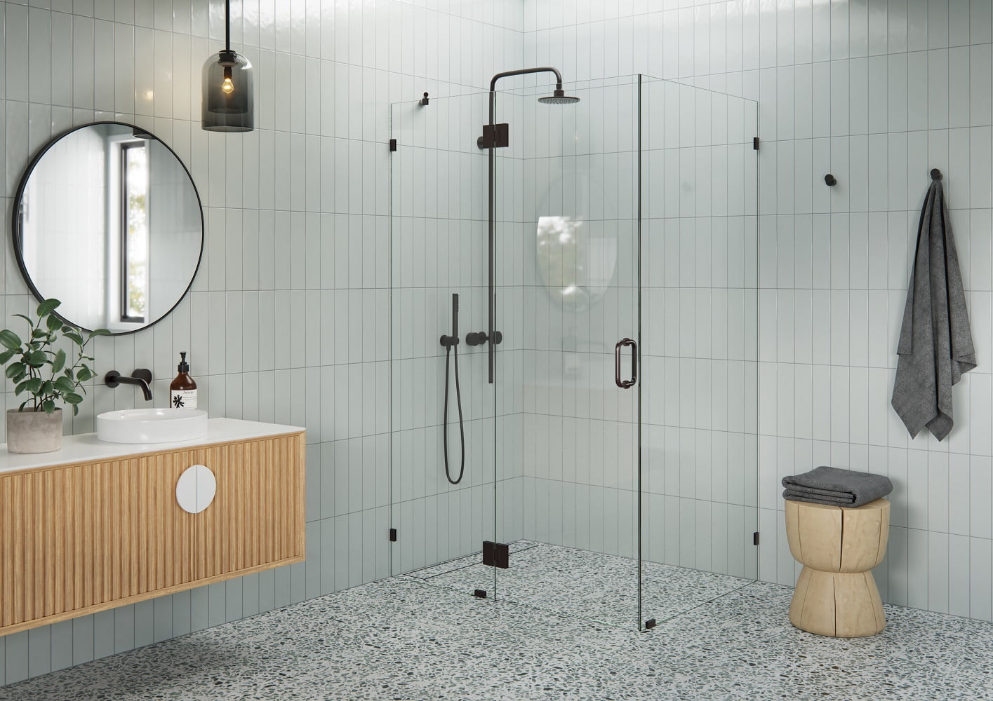 Illume 58.5 in. x 78 in. Wall Hinged Glass Shower Enclosure - Walmart.com