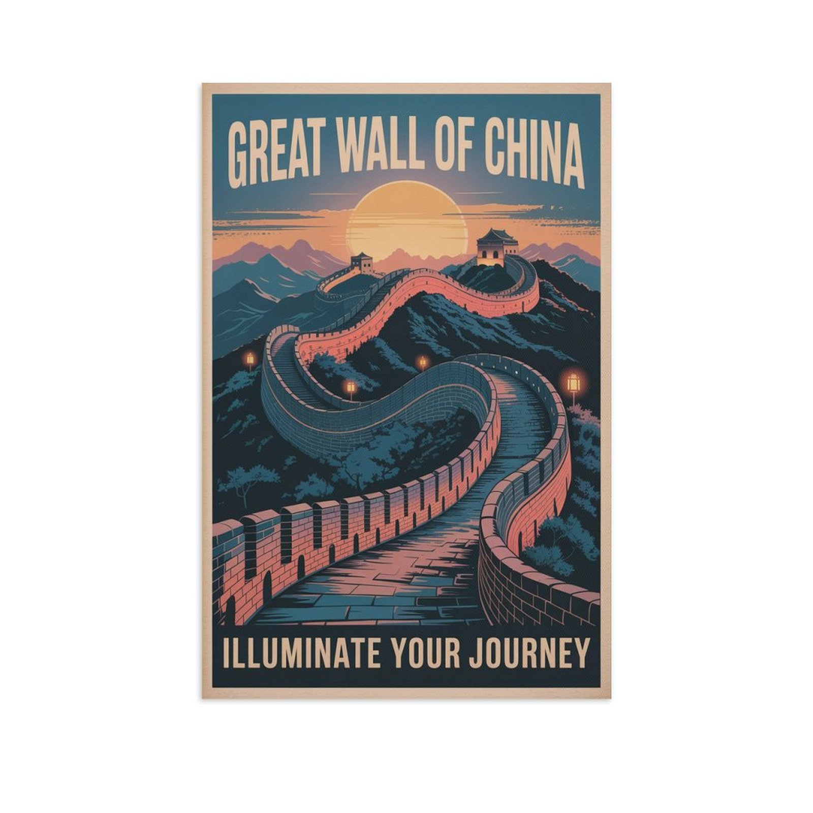 Illuminate Your Journey Great Wall of China Inspirational Retro Travel ...