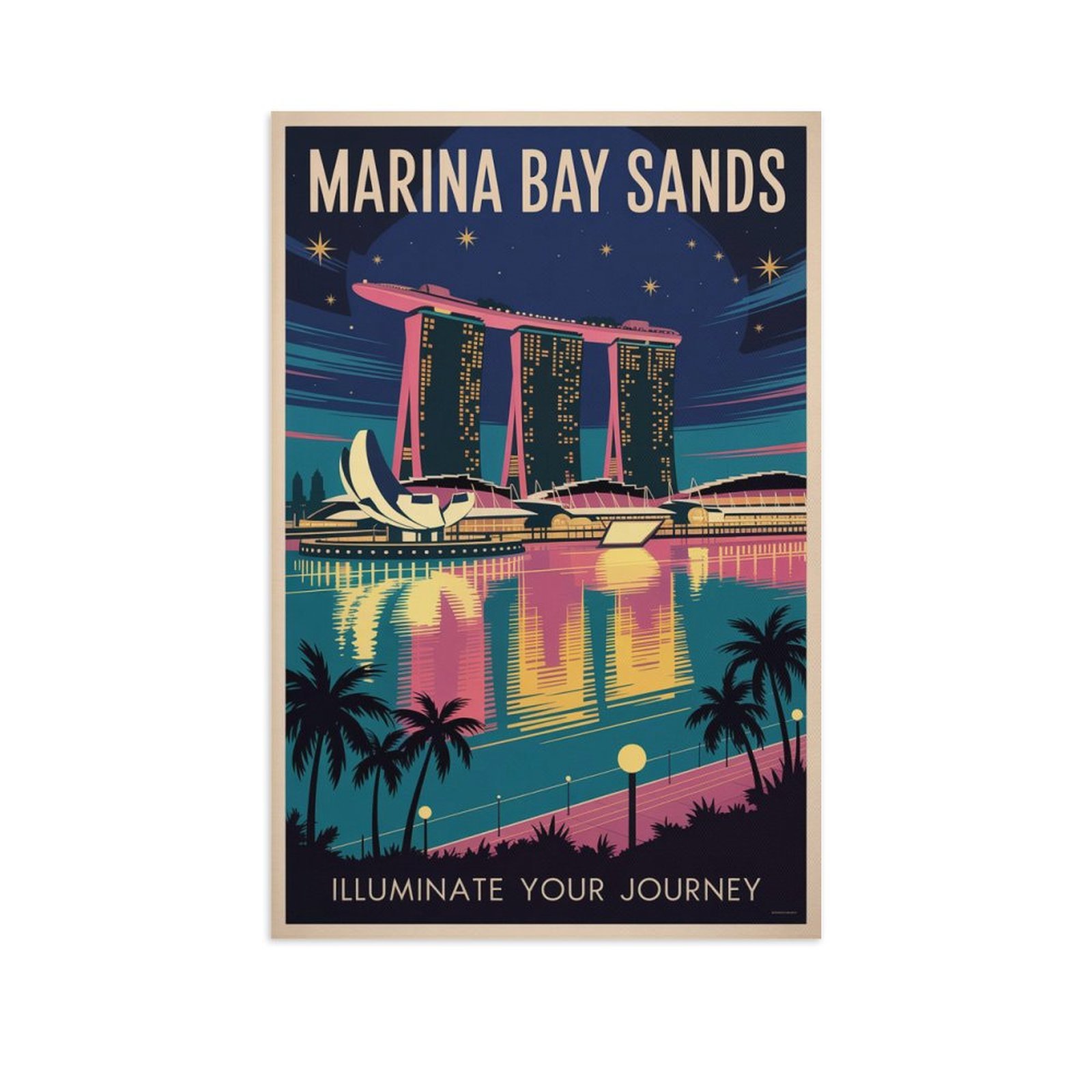 Illuminate Your Journey Marina Bay Sands Retro Travel Poster Vintage ...