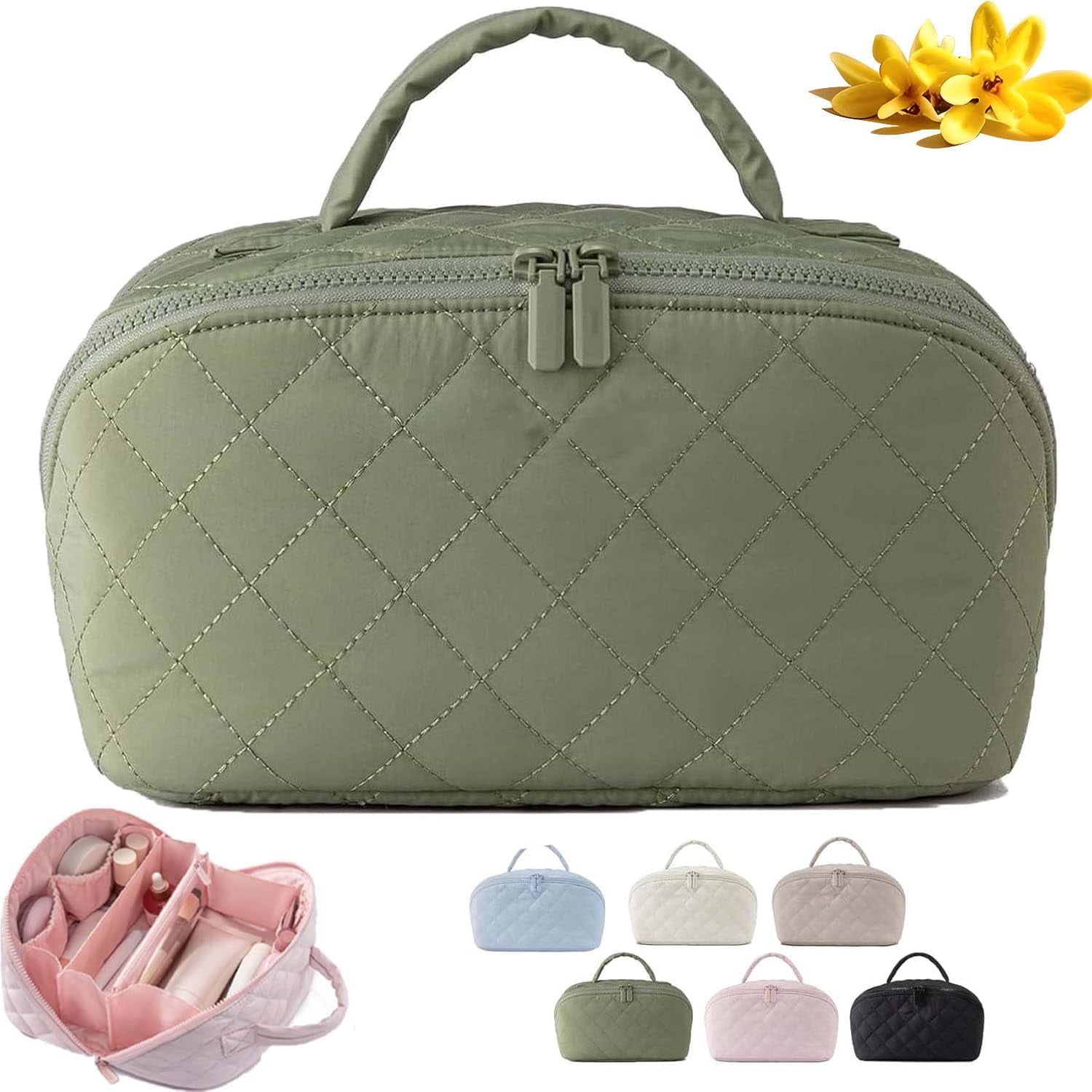 Illuminate Makeup Bag, 2026 New Travel Makeup Bag, Wide Open 180˚ Lay ...