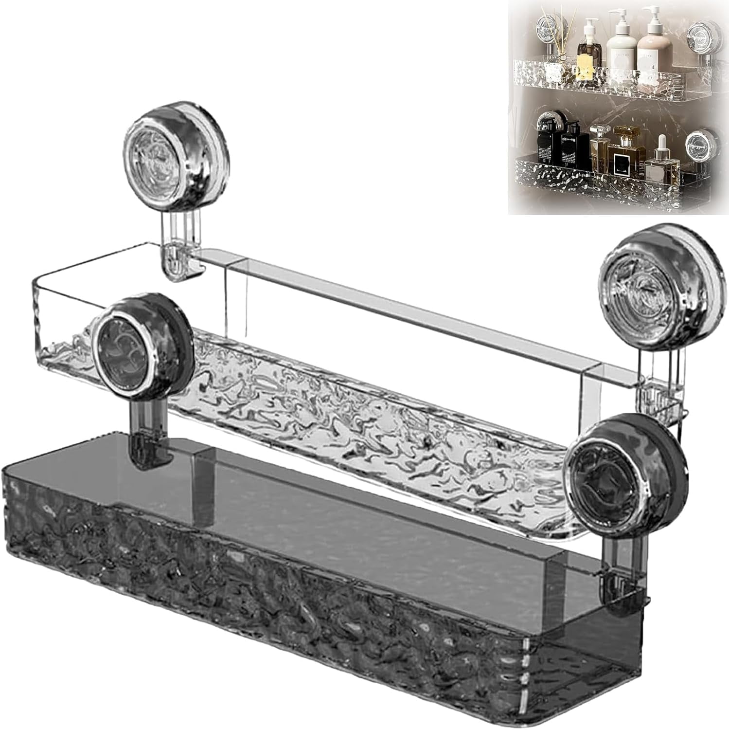 Illuminate Suction Shelves, Shower Caddy Suction Cup, Clear Shower ...