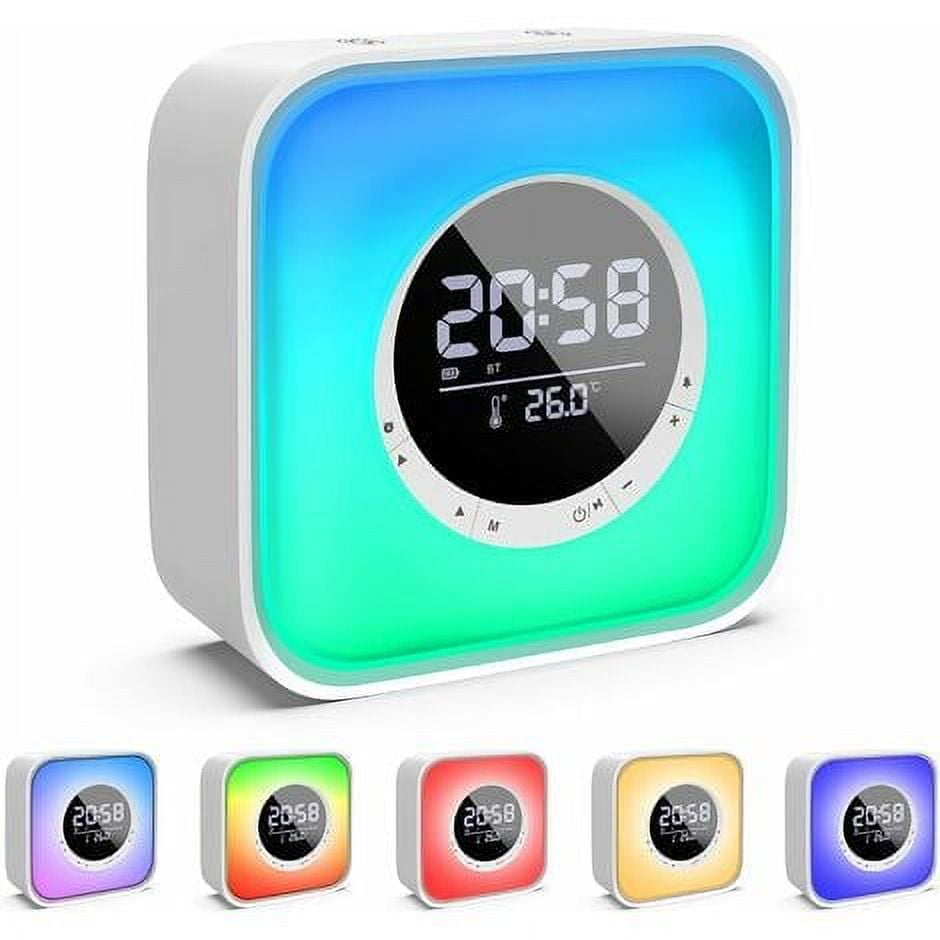 Illuminated Alarm Clock with Bluetooth Speaker with LED Bedside Lamp ...