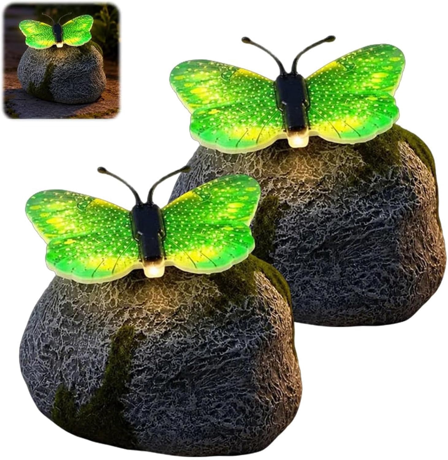 Illuminated Butterfly Stone Garden Light, Butterfly Solar Lights with ...