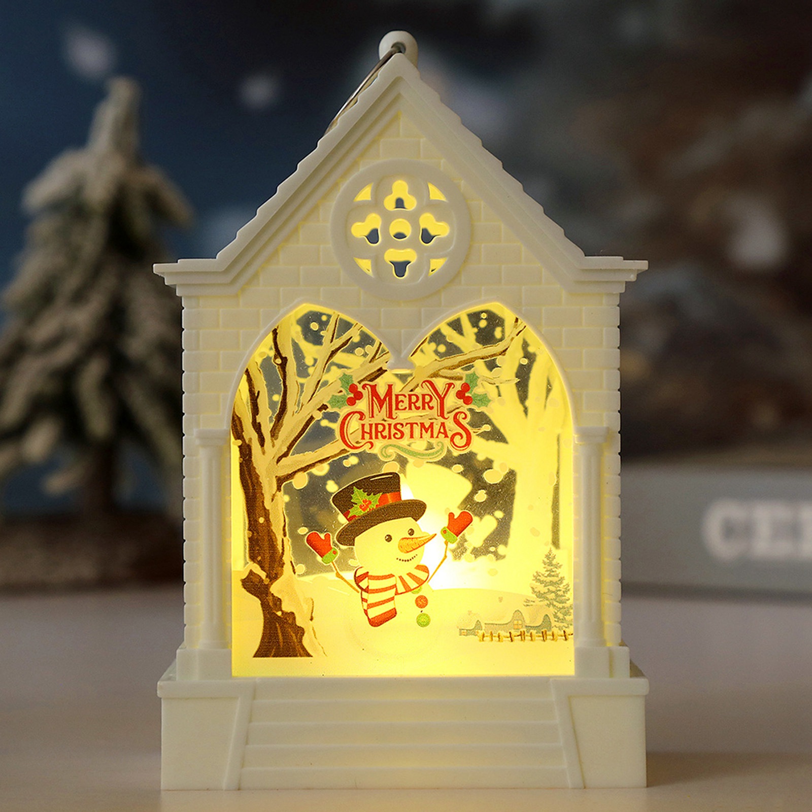 Illuminated Christmas Decorations, Christmas Tree Snow Scene Lights ...