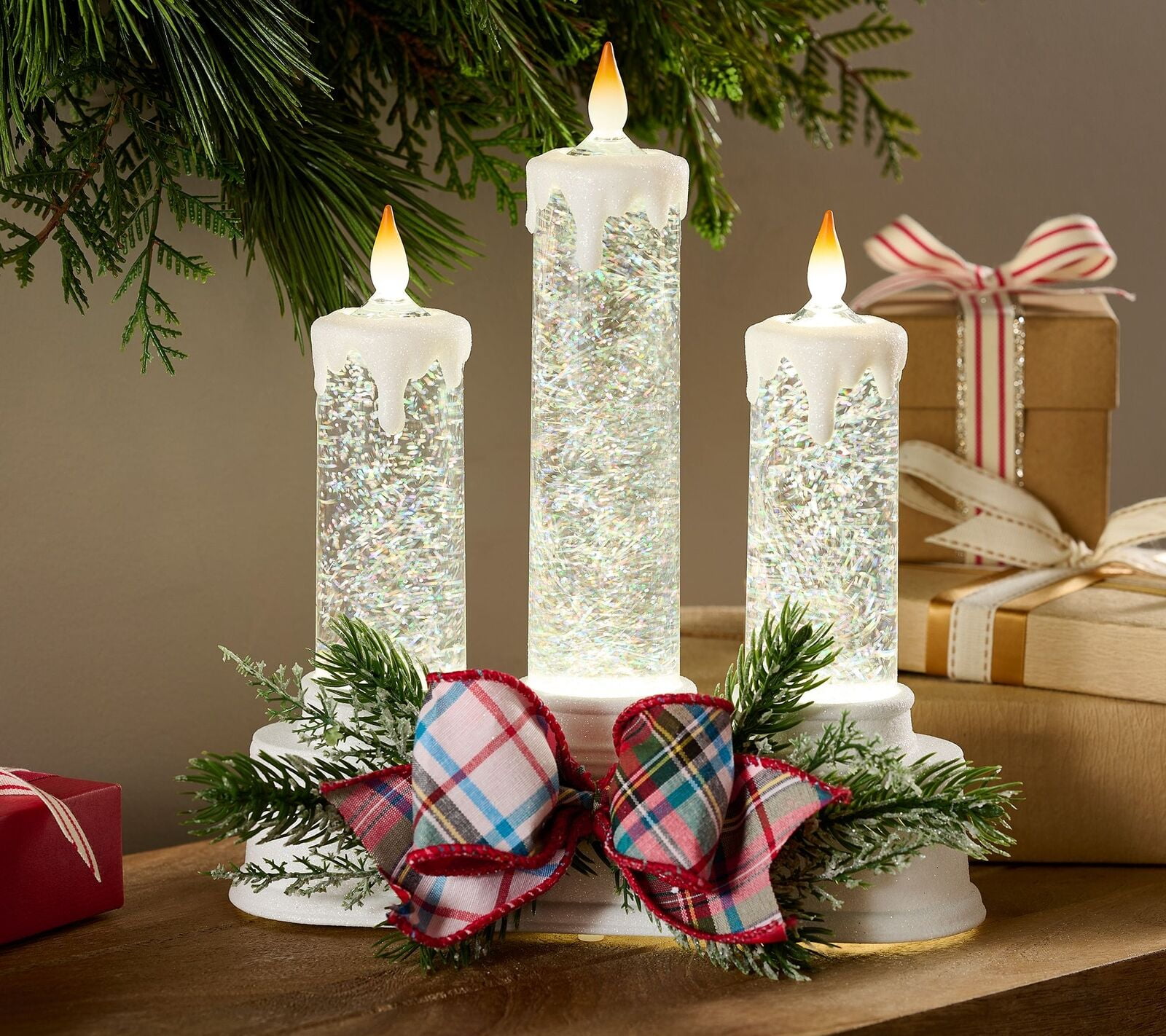Illuminated Glitter Candle Trio by Valerie in Clear - Walmart.com