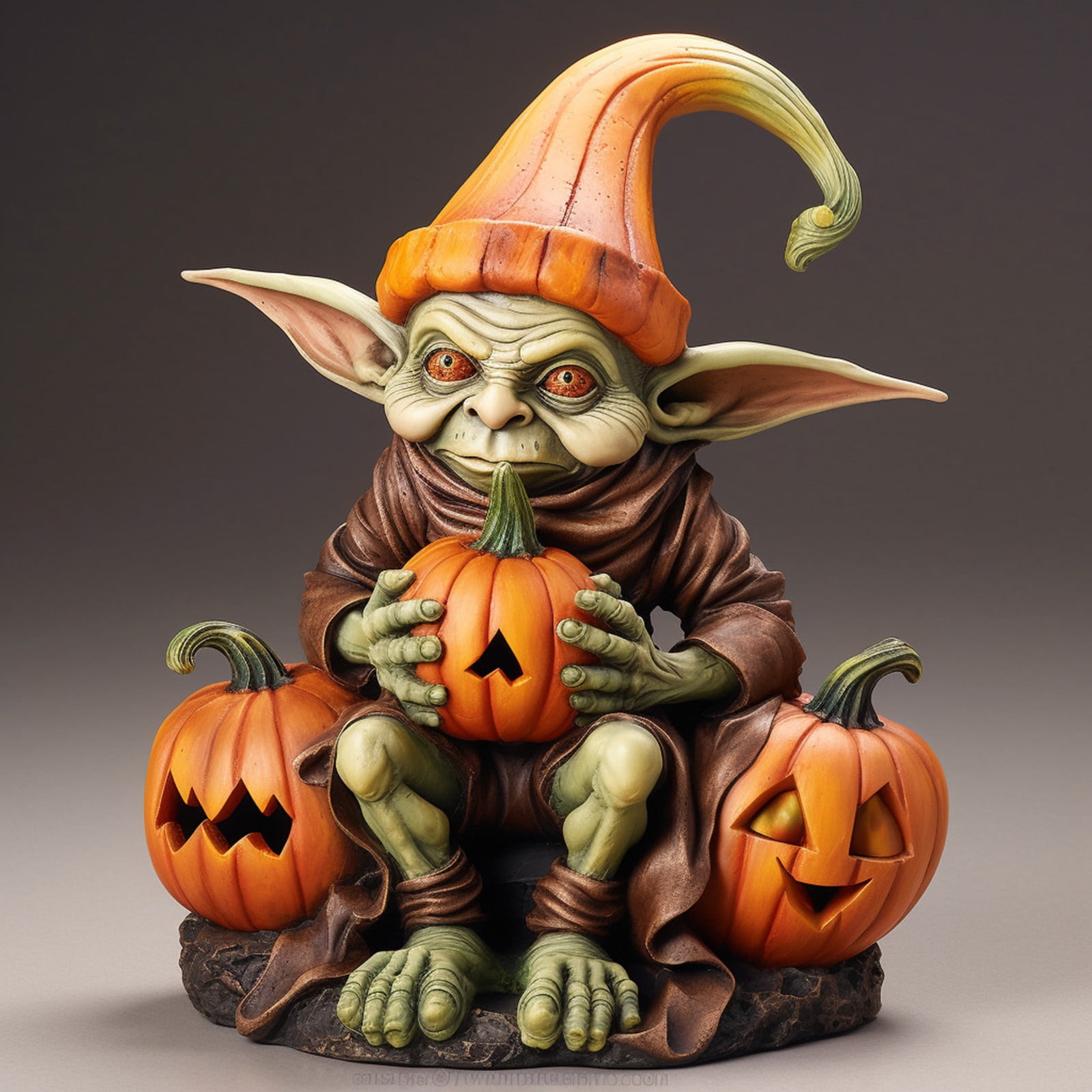 Illuminated Halloween Pumpkin Decor - 13" Resin Outdoor Lighted Garden ...