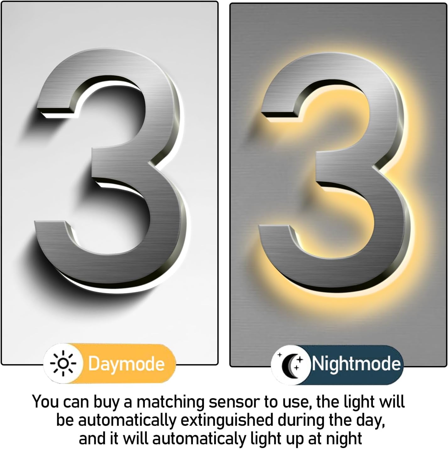 Illuminated House Numbers 10 Inch, Stainless Steel, Backlit Led ...