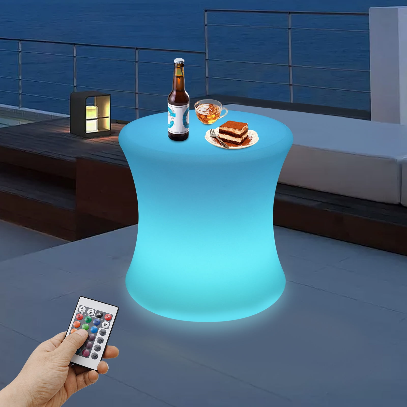 Illuminated LED Bar Stool with Remote Control 16 Color Changing USB ...