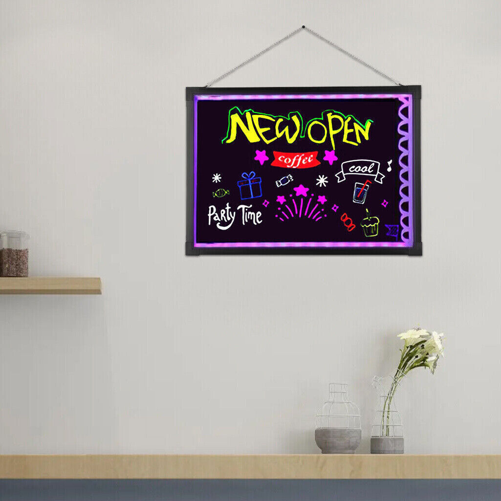 Illuminated LED Message Writing Board, 20"X28" Erasable Neon Effect ...