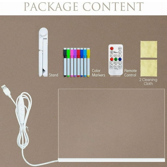 Illuminated LED Message Writing Board | 7-Color Adjustable Light ...