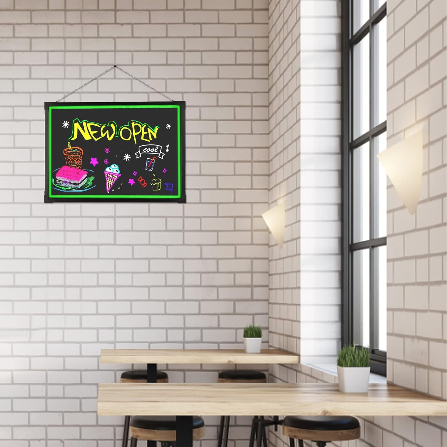 Illuminated LED Message Writing Board, Erasable Neon Effect Menu Sign ...