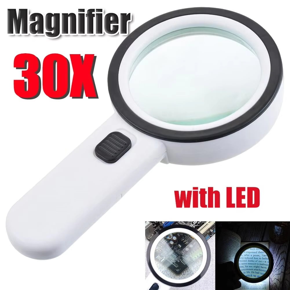 Illuminated Magnifying Glass,magnifying Glass With Light, 30x Handheld Large Magnifying Glass 12 ...