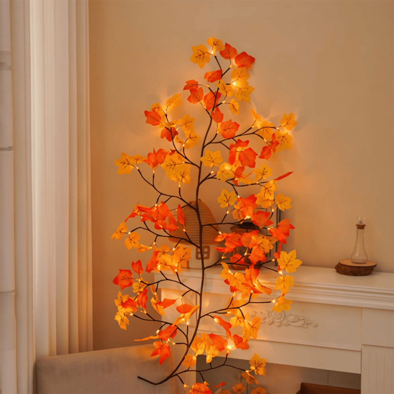 Illuminated Maple Leaf Vine Light Garland Flexible Branch Design ...