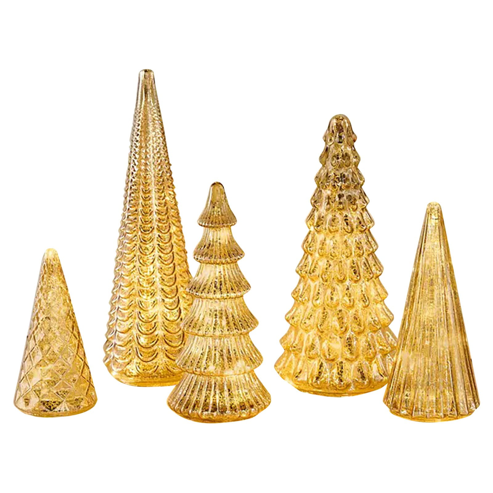 Illuminated Mercury Glass Christmas Trees,Set Of 5 Mercury Glass ...