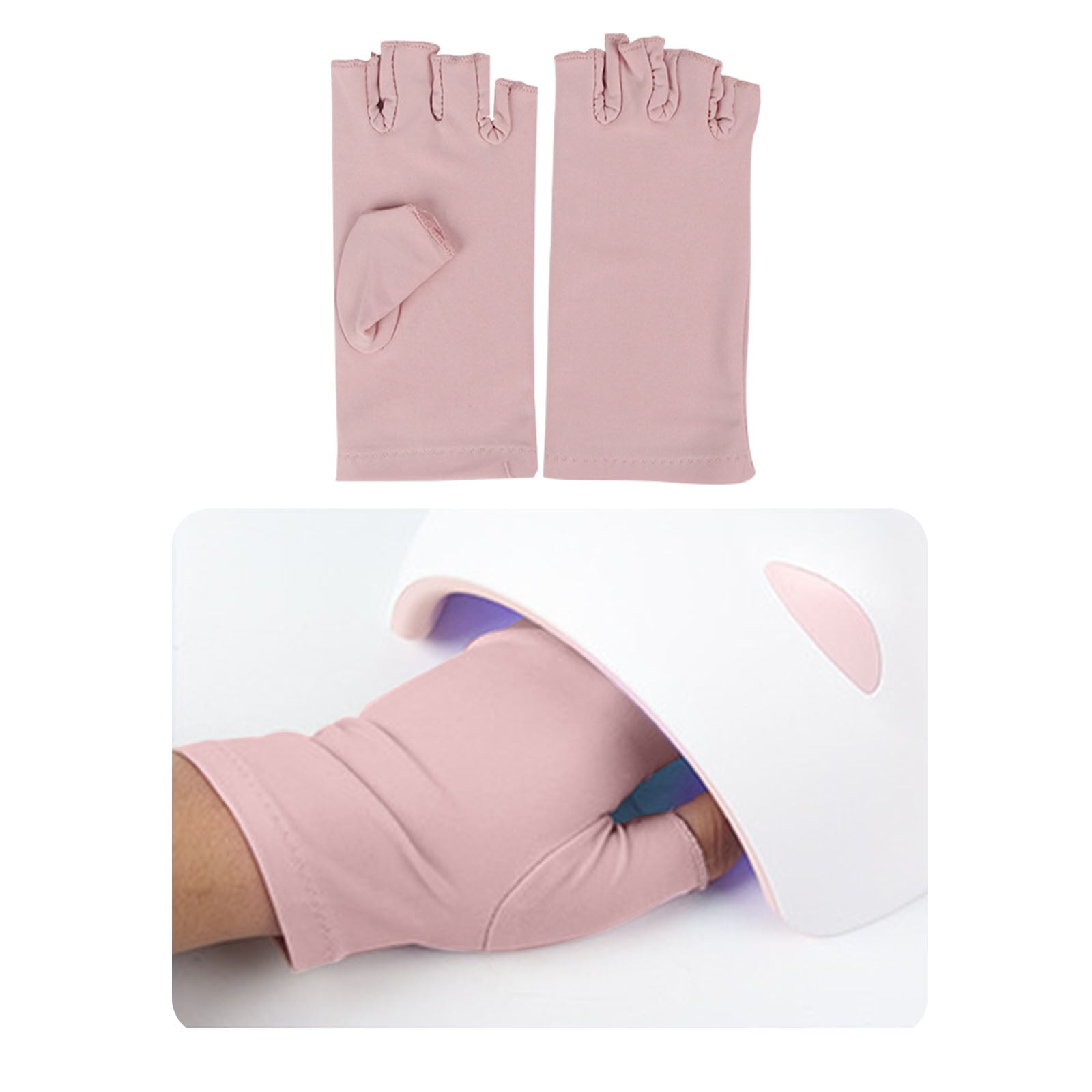 Illuminated Open Finger Gloves for Nail Design and Use - Black Half ...