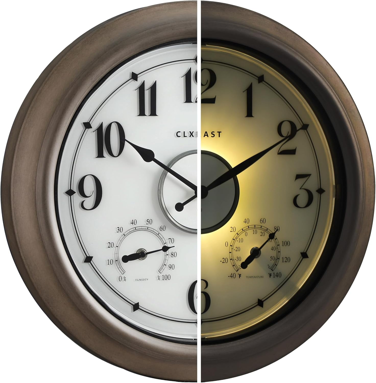 Illuminated Outdoor Clocks Waterproof 18 Inch with Smart Sensor,Large ...