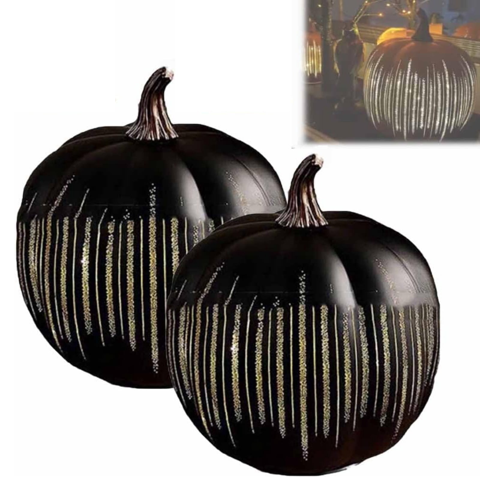 Qmly Illuminated Pumpkin Twinkle Light Pumpkins Set of 2 Illuminated ...