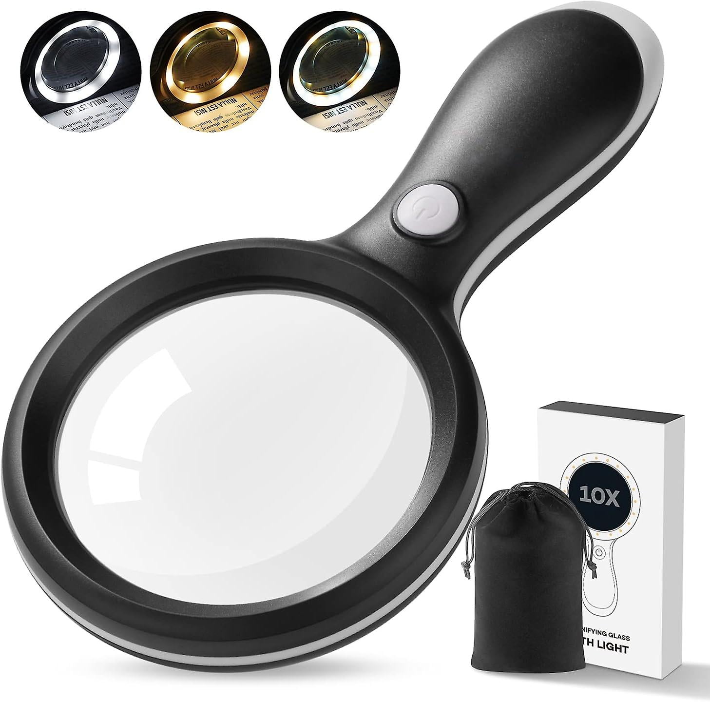 Illuminated Reading Magnifier: 10x illuminated magnifying glass with 18 ...