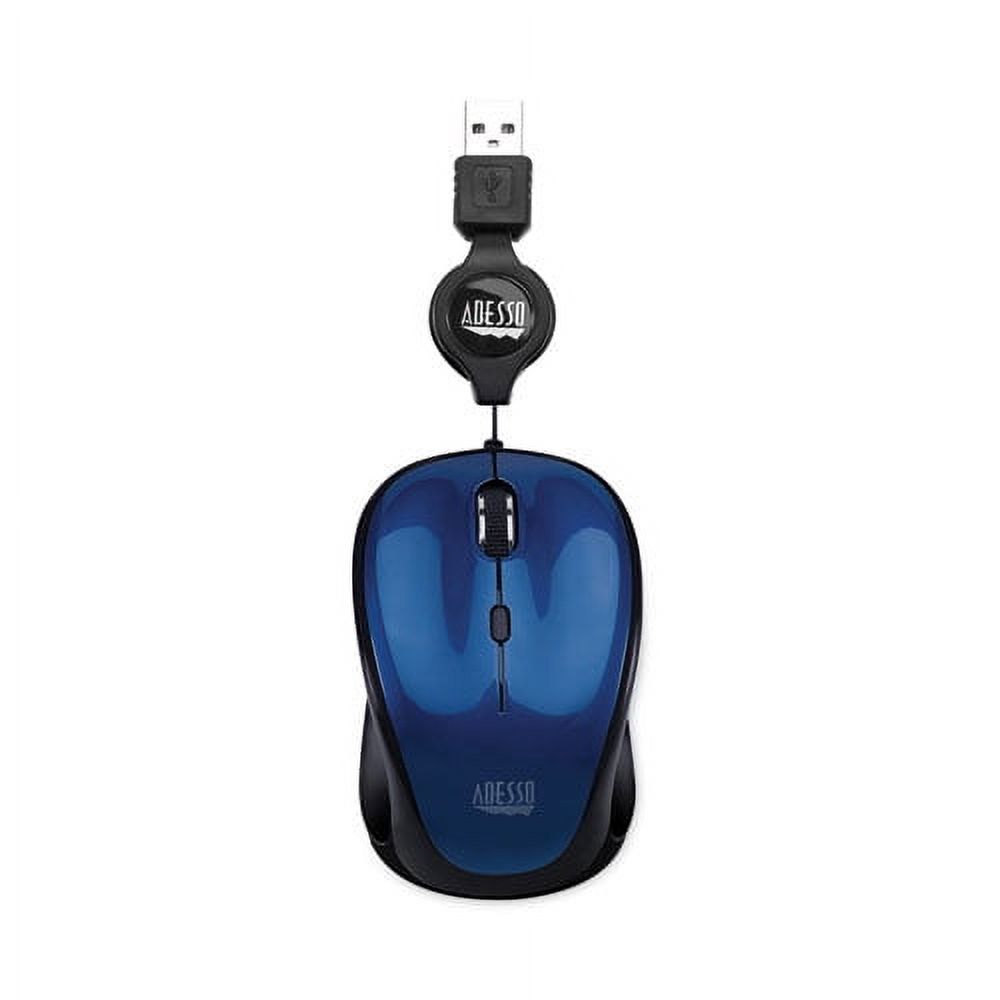 Illuminated Retractable Mouse, USB 2.0, Left/Right Hand Use, Dark Blue ...