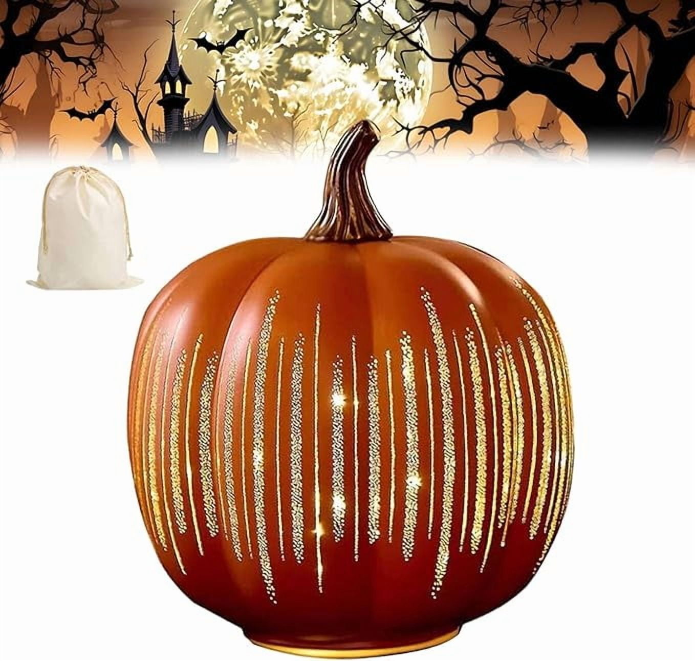 Illuminated Starry Night Glass Pumpkins, Twinkle Light Pumpkins, Fall ...