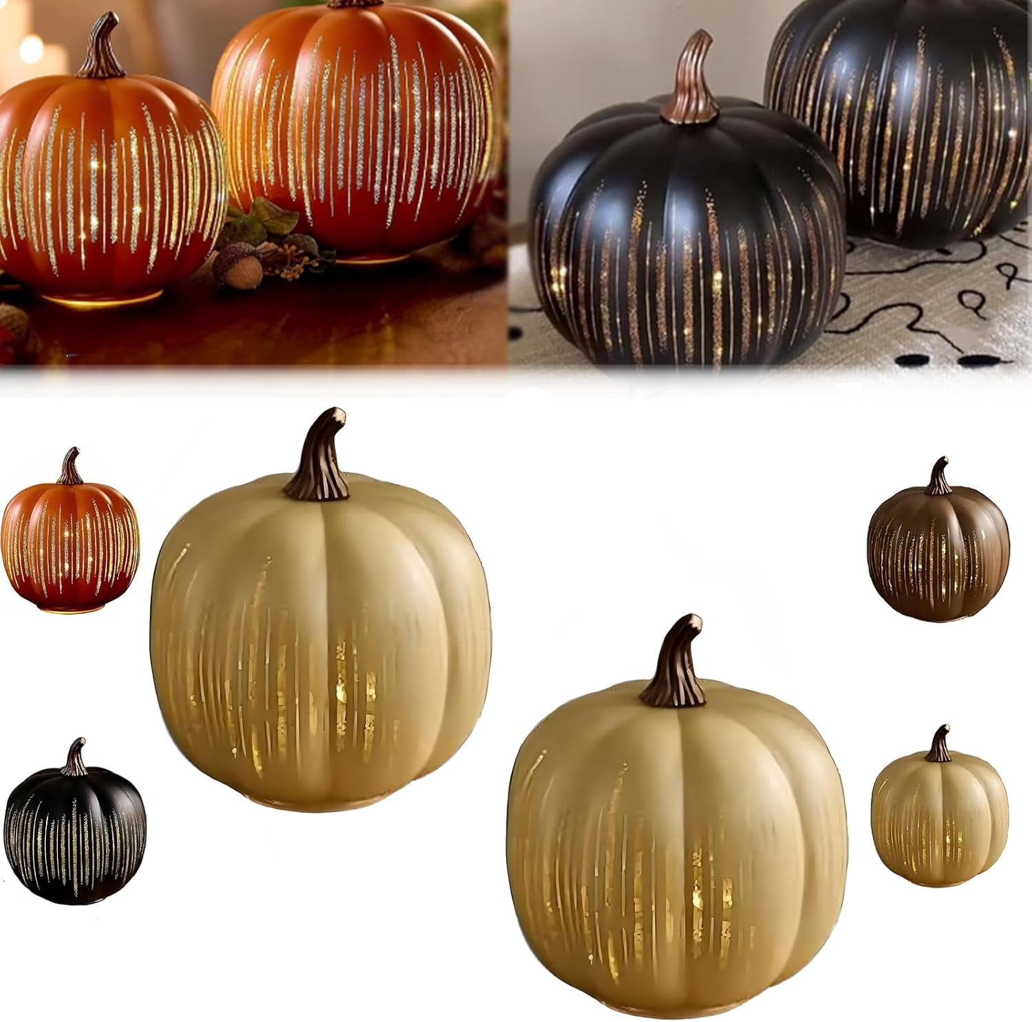 Qmly Illuminated Starry Night Pumpkins Set of 2 Illuminated Starry ...
