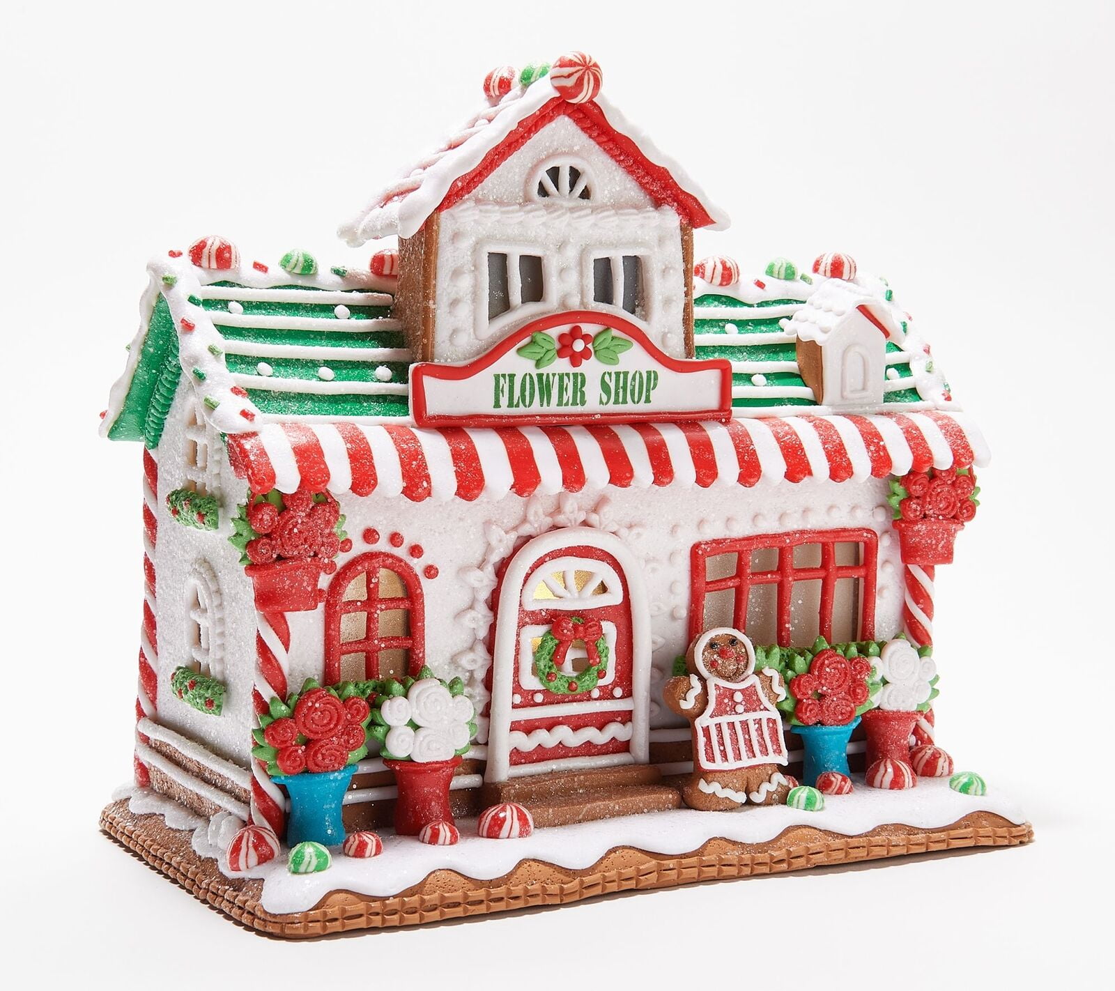 Illuminated Townsquare Gingerbread Flower Shop by Valerie - Walmart.com