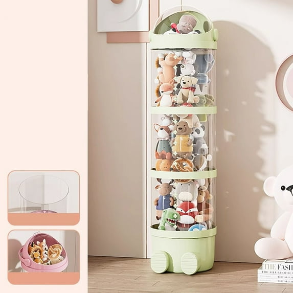 Illuminated Toy Storage Tube with Transparent Design for Plush Animal Organization and Display ...