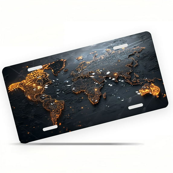 Illuminated World Map Funny Personalized License Plate Rust-proof ...
