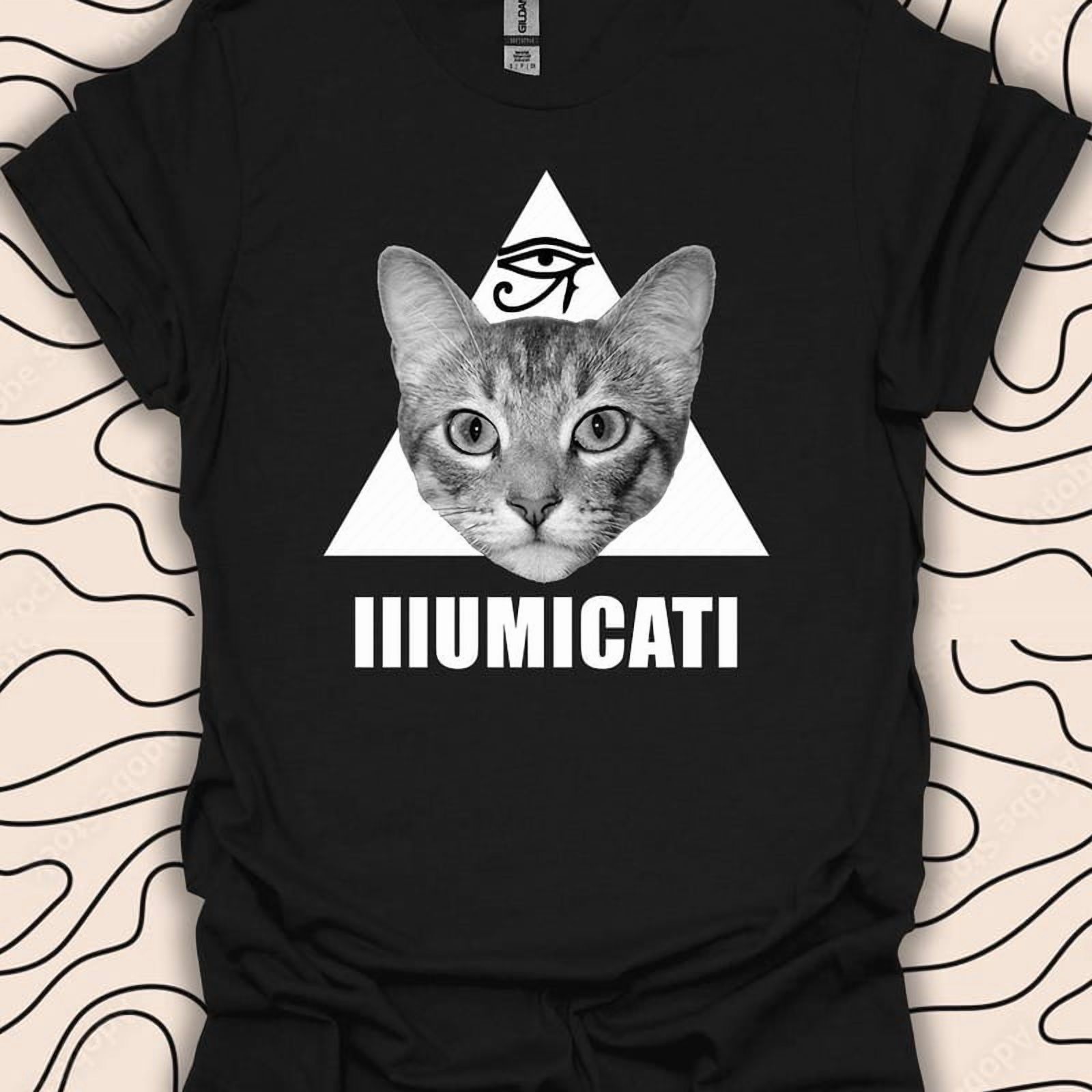 Illuminati Cat Shirt Conspiracy Humor Gift Pet Animal Graphic Cotton ...