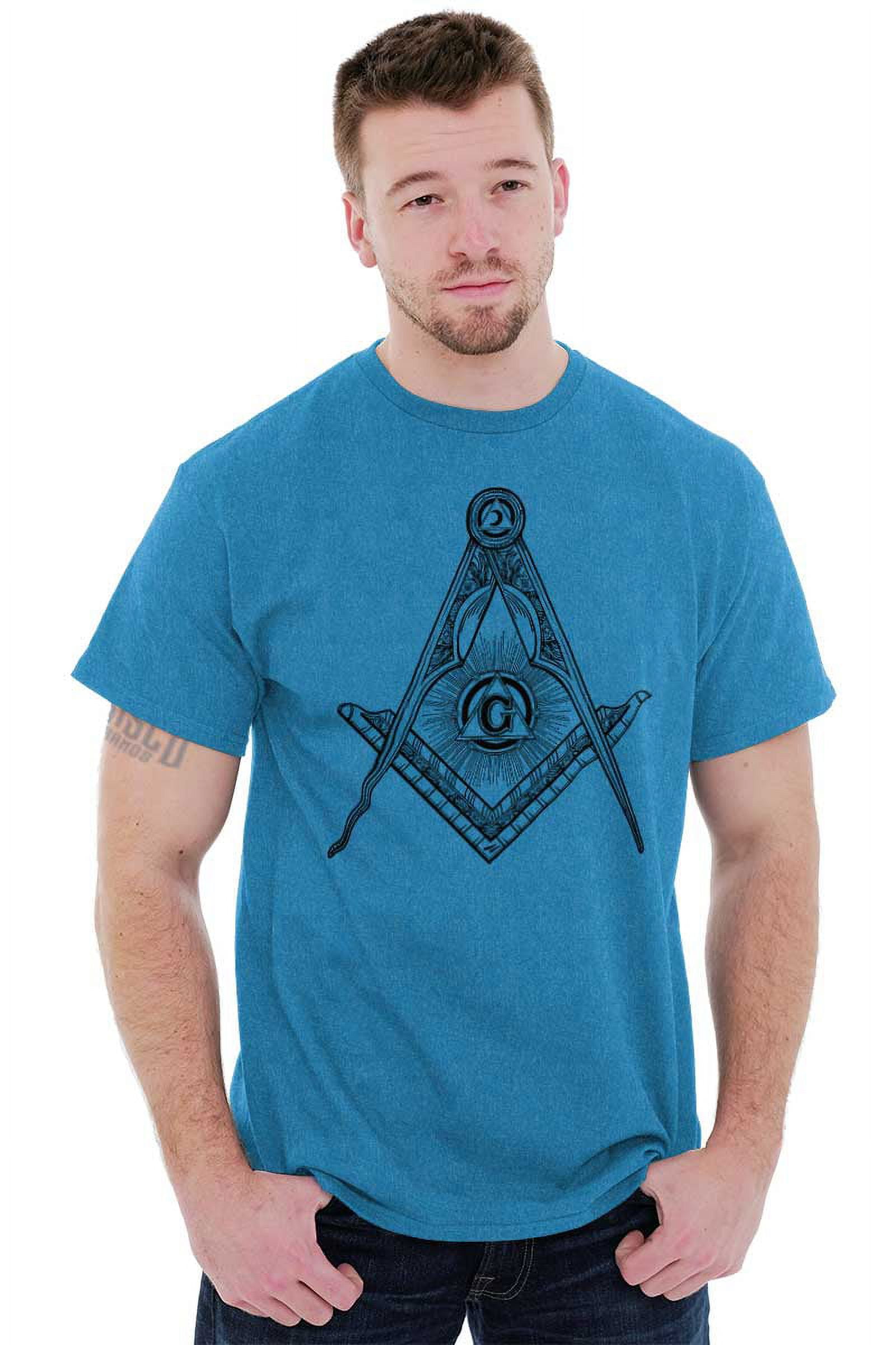 Illuminati Masonic Square Compass Men's Graphic T Shirt Tees Brisco ...