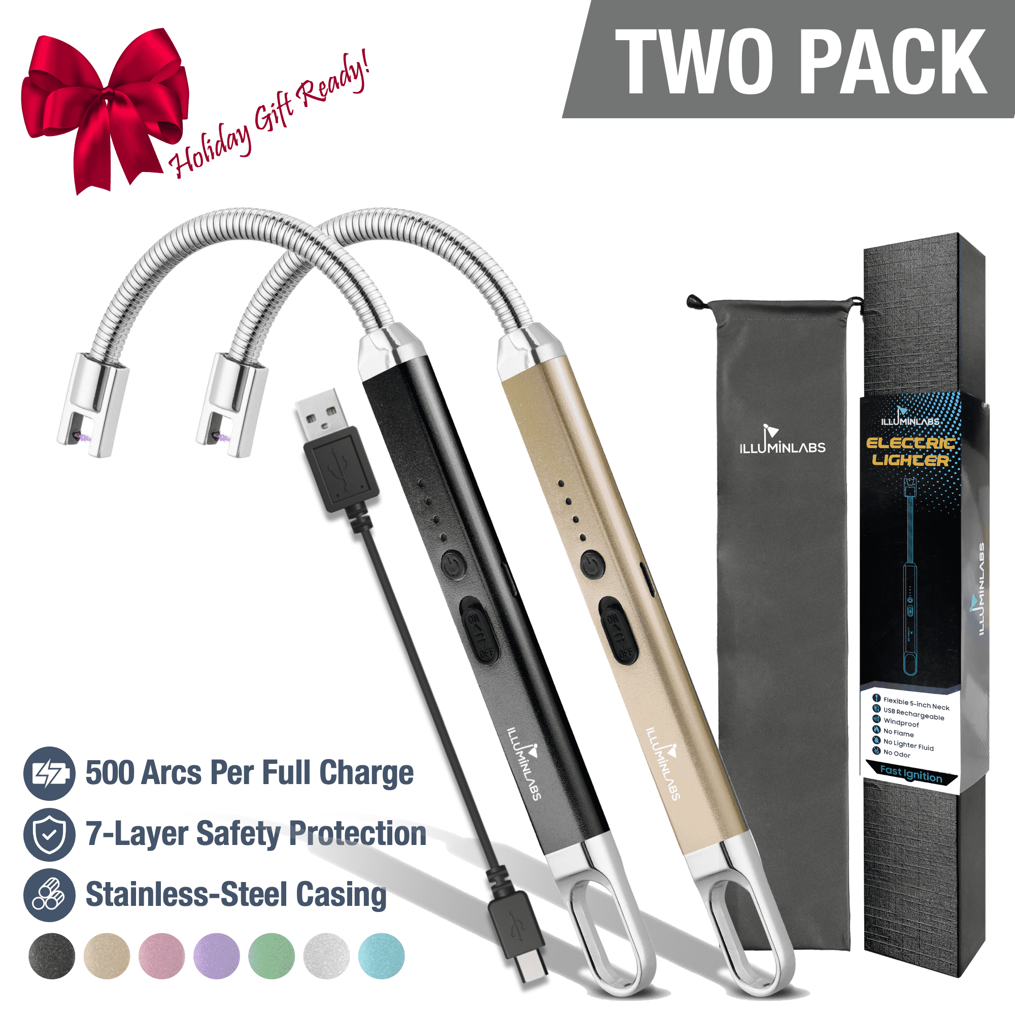 2Pack Electric Lighter - USB Rechargeable Candle Lighters, Long Grill ...