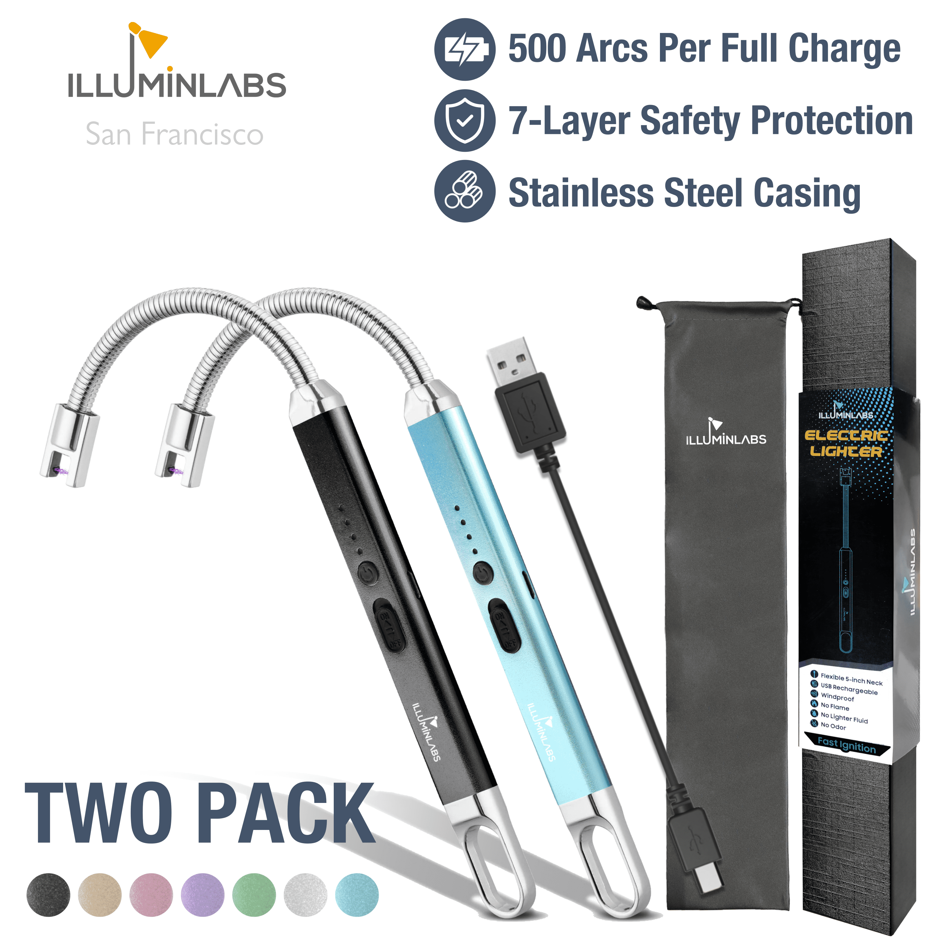Illuminlabs 2Pack Electric Lighter - USB Rechargeable Candle Lighters ...