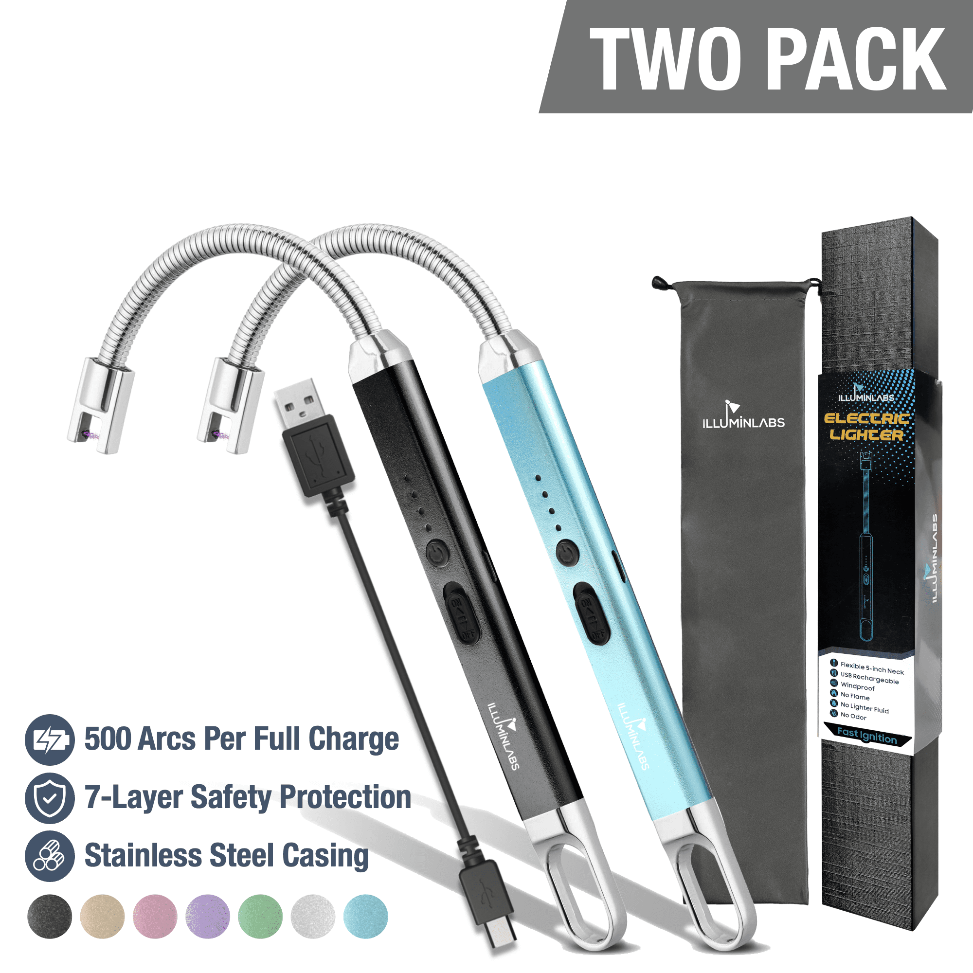 Illuminlabs 2Pack Electric Lighter - USB Rechargeable Candle Lighters ...