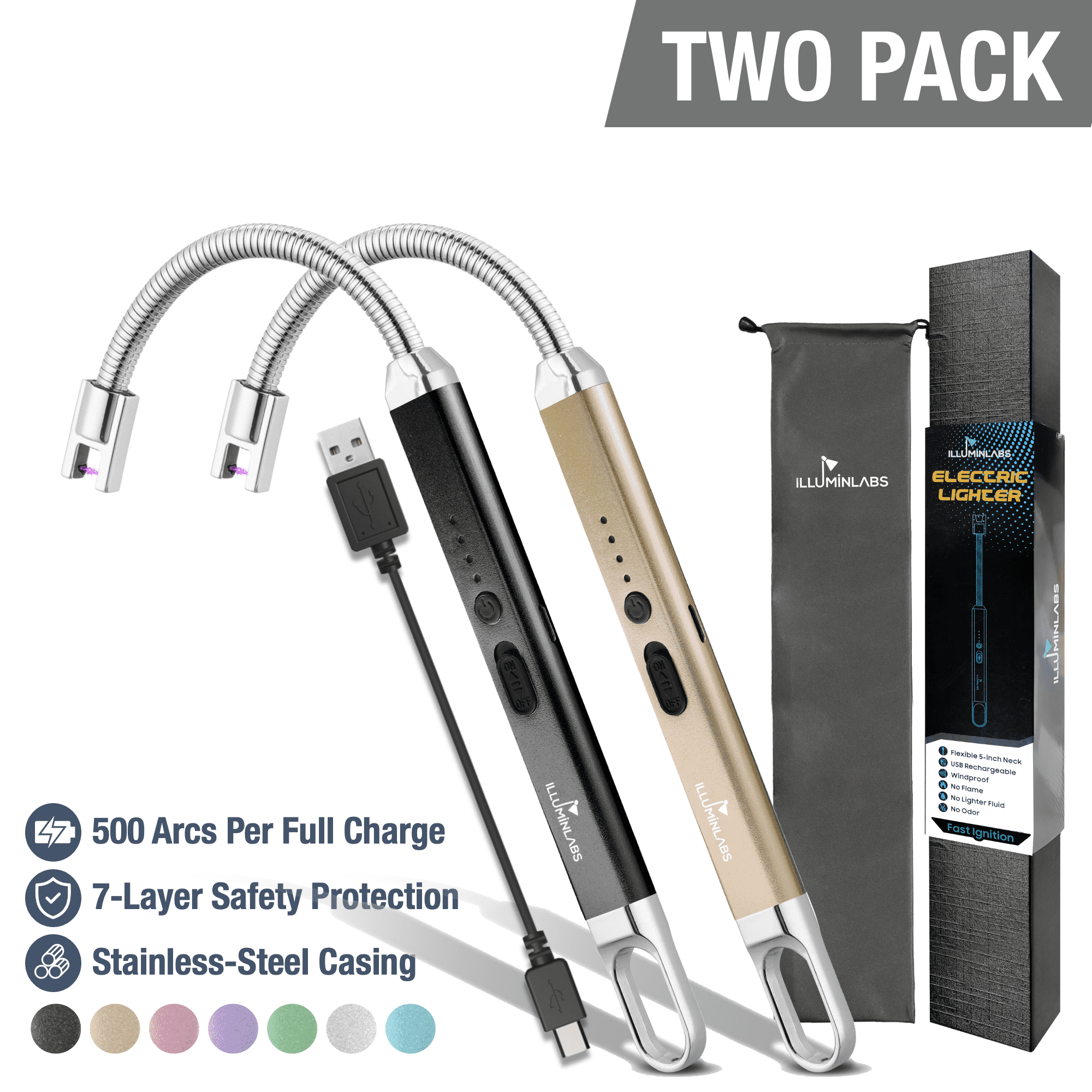 Illuminlabs 2Pack Electric Lighter - USB Rechargeable Candle Lighters ...