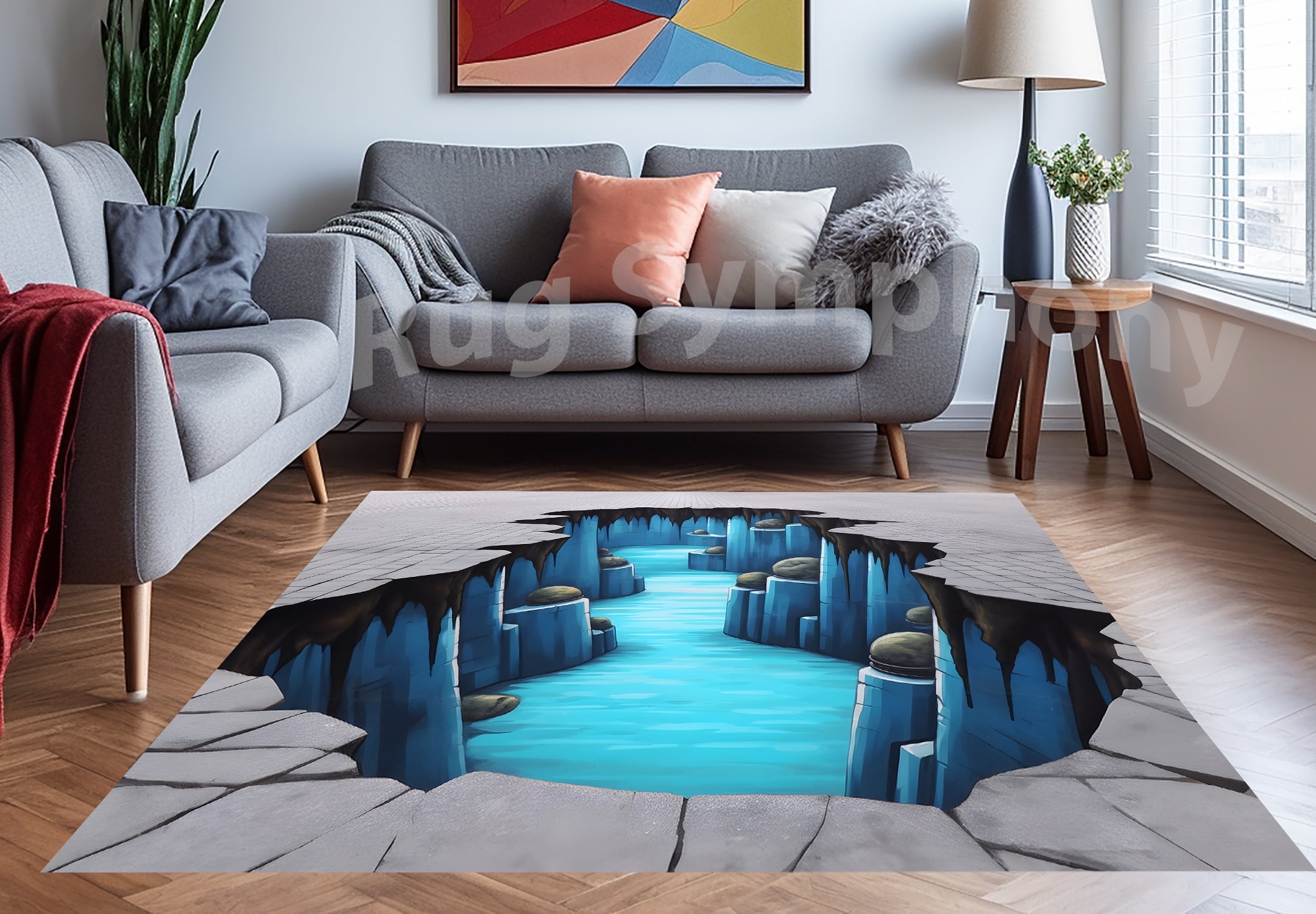 Illusion Area Rug, 3D look Huge Crack Rug 4x6 ft - Walmart.com