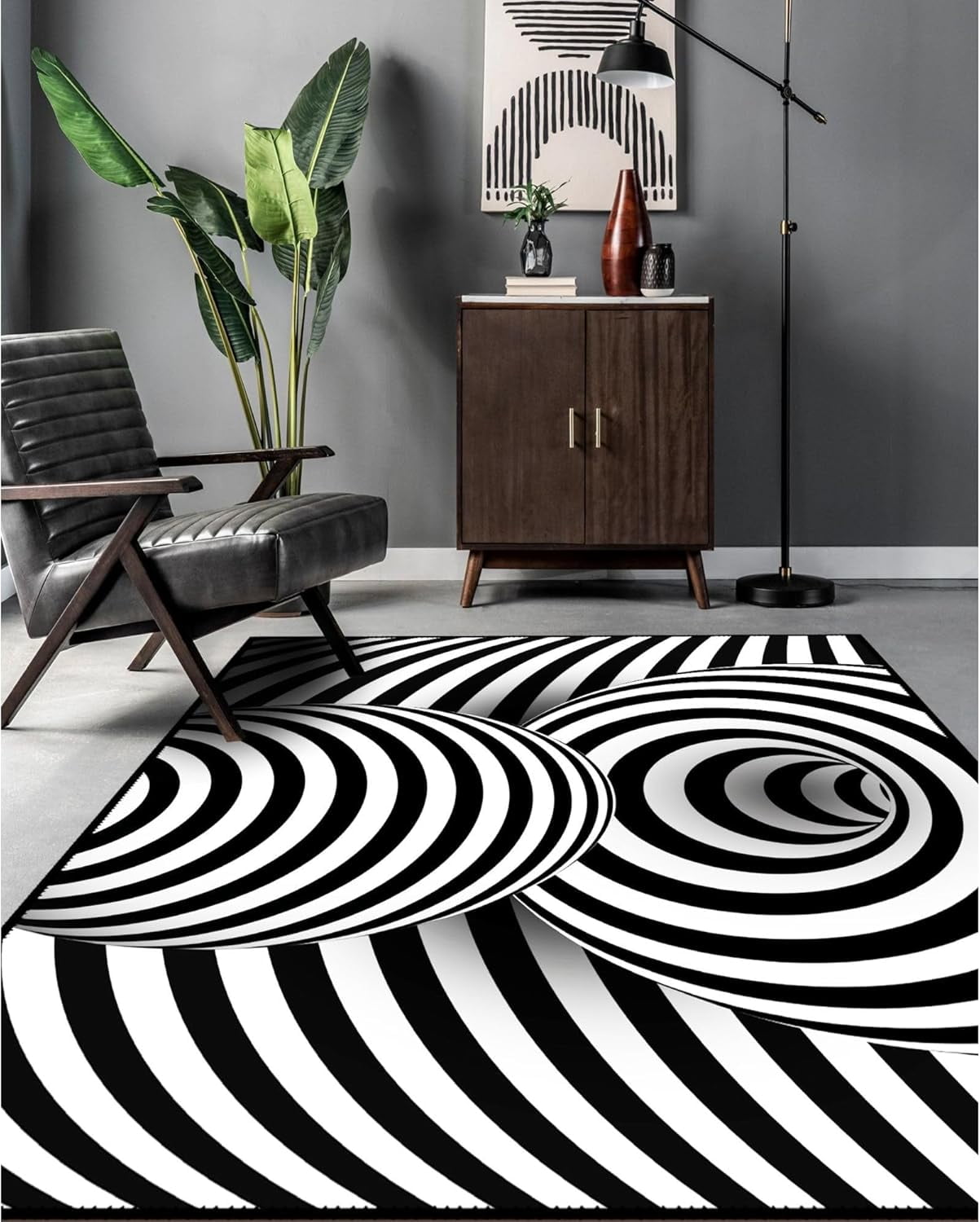 Illusion Carpet Black White 3D Illusion Indoor Area Rug,Optic Illusion ...