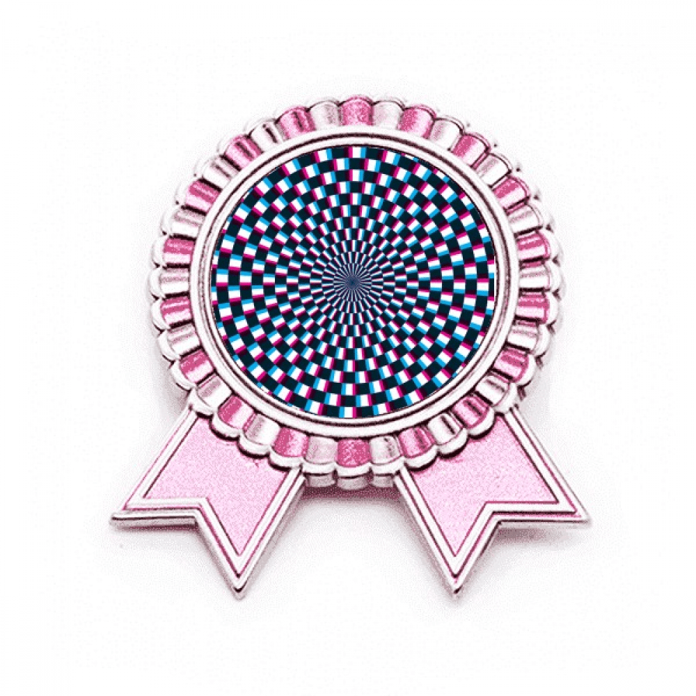Illusion Lines Cyclically Repeat Jitter Badge Brooch Pin Pink Winner ...