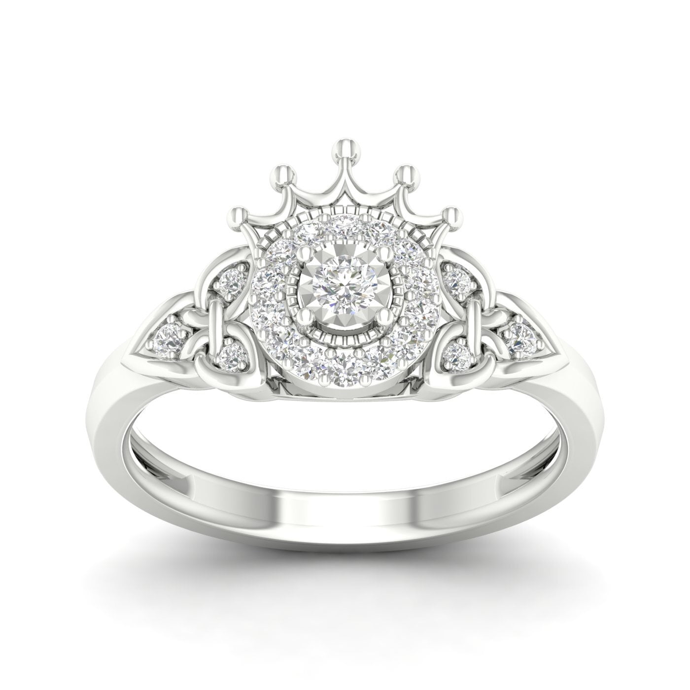 Illusion Set Diamond Engagement Ring, Princess Crown Style Diamond Ring ...