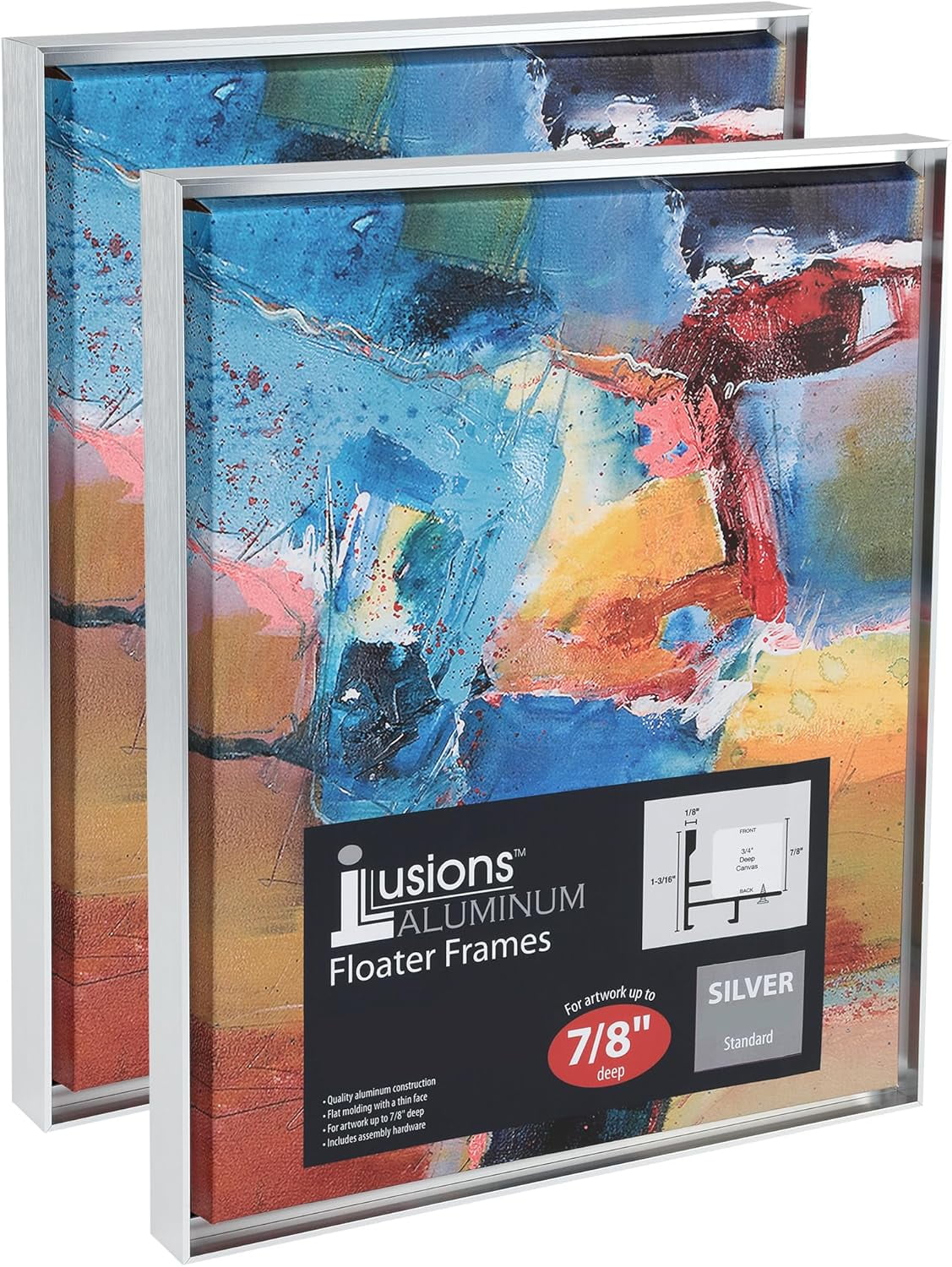 Illusions Aluminum Floater Frames 2 Pack, 8x10" Silver - Canvas Floater ...