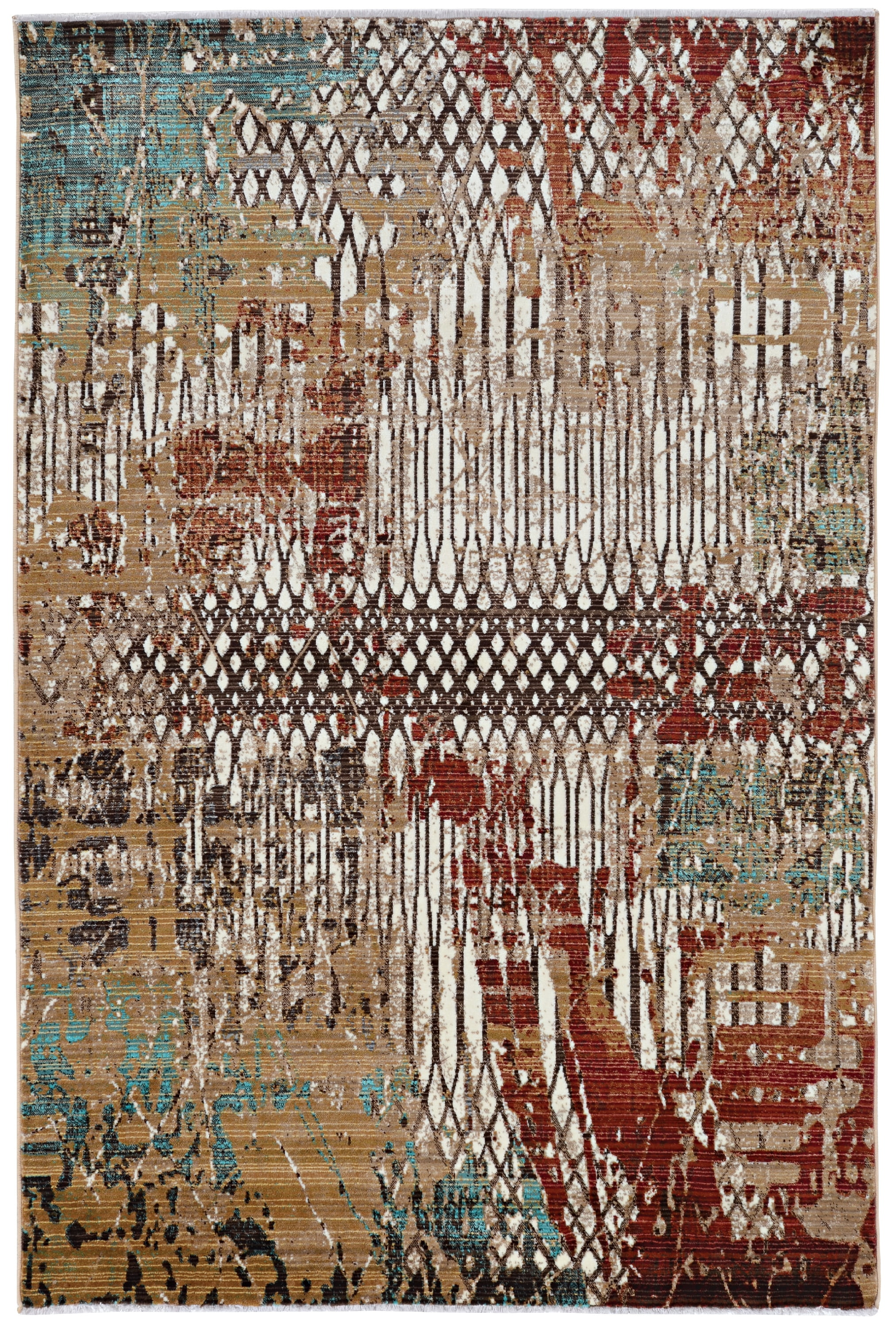 Illusions Fence Rug Beige 3x5 Transitional Polypropylene Decorative Art ...