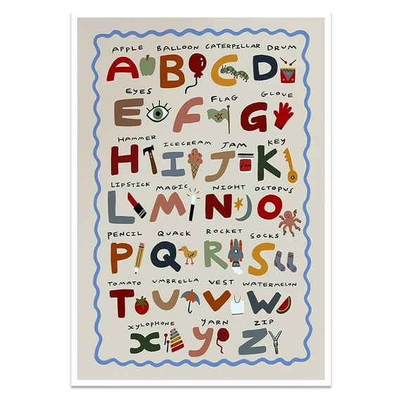 Illustrated Alphabet Poster for Kids - First ABCs Learning Chart ...